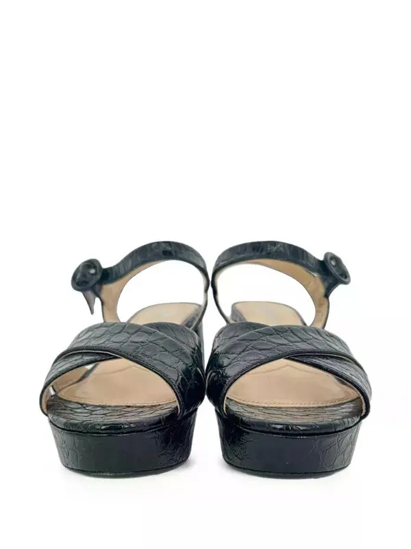 Prada 2020s Croc-embossed Crisscross Sandals