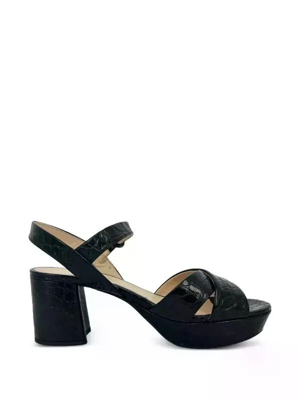 Prada 2020s Croc-embossed Crisscross Sandals