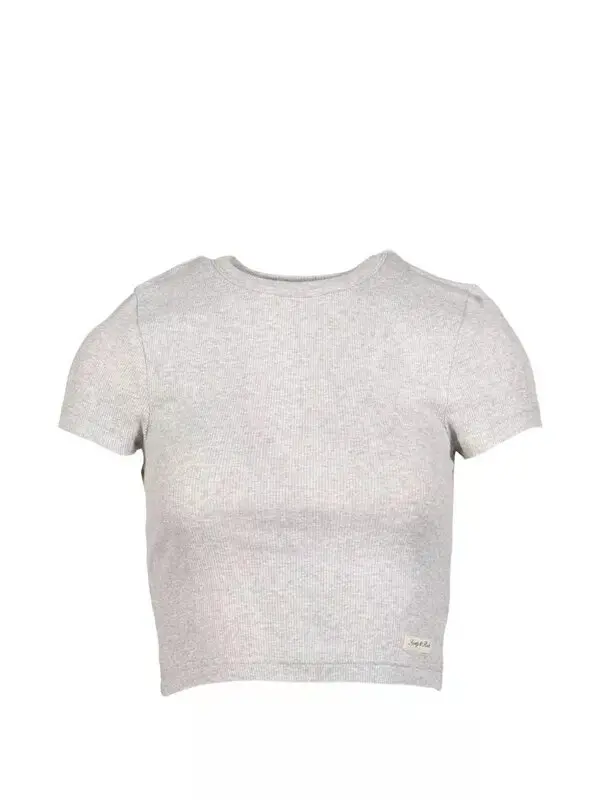 Sporty & Rich Ribbed Logo-patch T-shirt - Grey