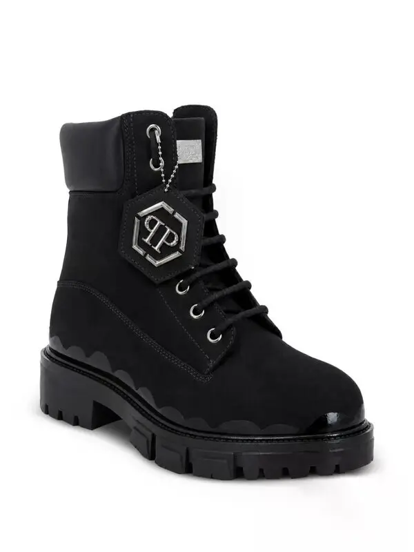Philipp Plein Nabuk Lace-up Boots Immersed - Black