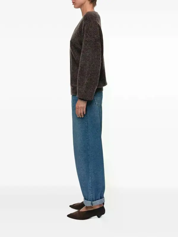 Bimba Y Lola Dark Taupe Mohair V-neckline Sweater - Brown