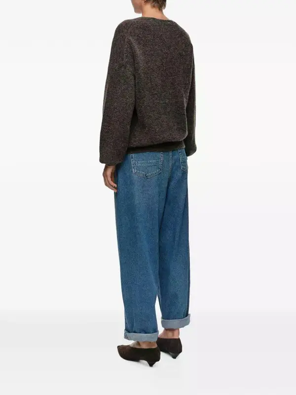 Bimba Y Lola Dark Taupe Mohair V-neckline Sweater - Brown