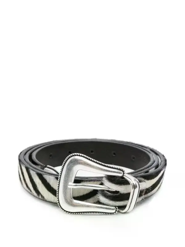 ERALDO Zebra-print Western-style Belt - White
