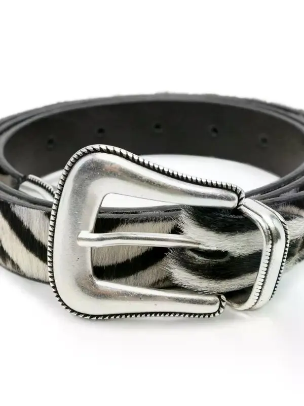ERALDO Zebra-print Western-style Belt - White