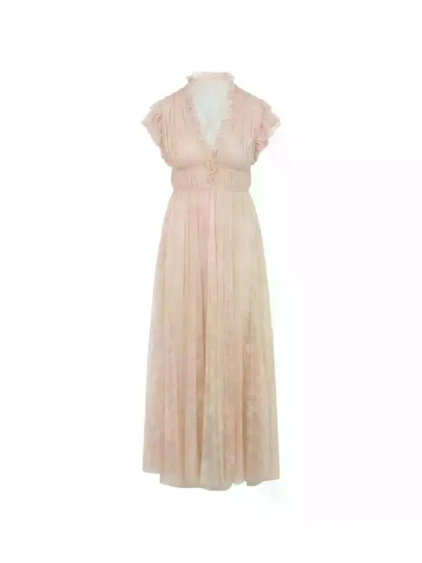 Alberta Ferretti Ruffled Lace Maxi Dress