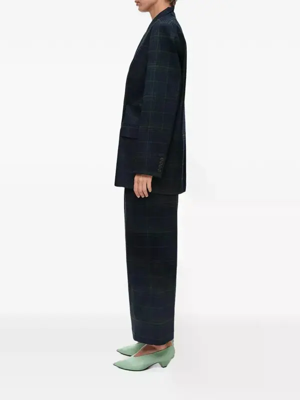 Bimba Y Lola Navy- Checked Darted Barrel-leg Trousers