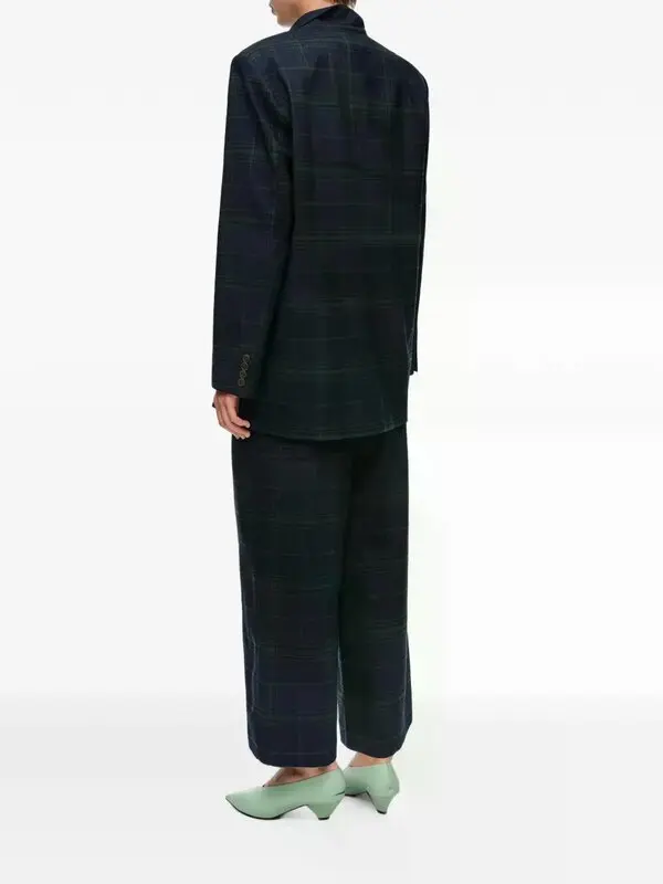 Bimba Y Lola Navy- Checked Darted Barrel-leg Trousers