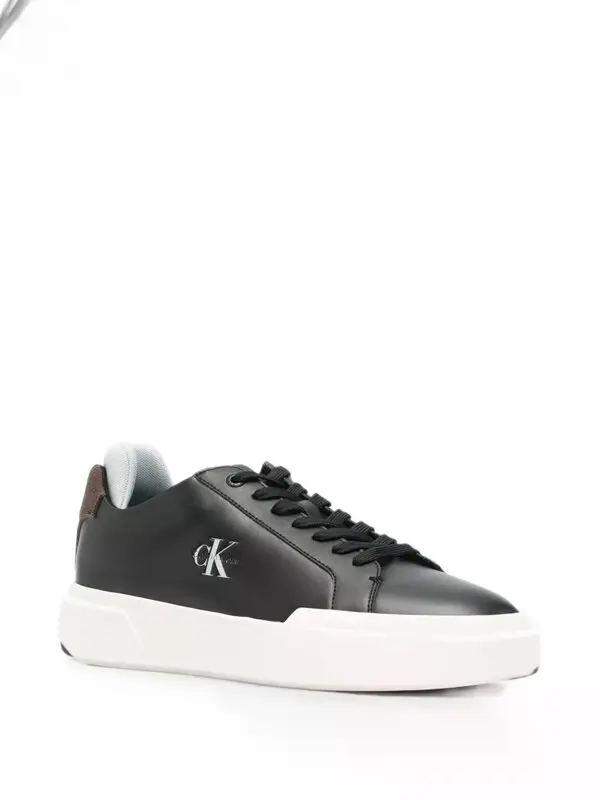 Calvin Klein Chunky Cupsole Logo-plaque Leather Sneakers - Black