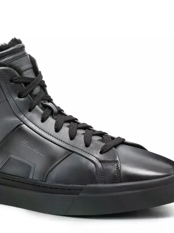 Santoni Shearling-lined High-top Sneakers