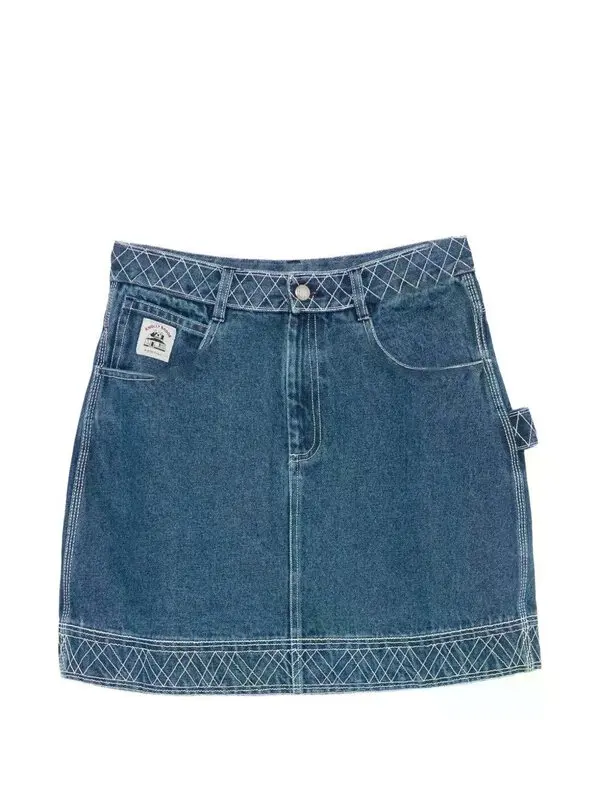 BODE Embroidered Denim Mini Skirt