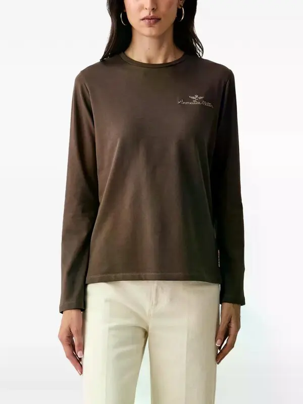 AERONAUTICA MILITARE Logo-embroidered Long-sleeve T-shirt