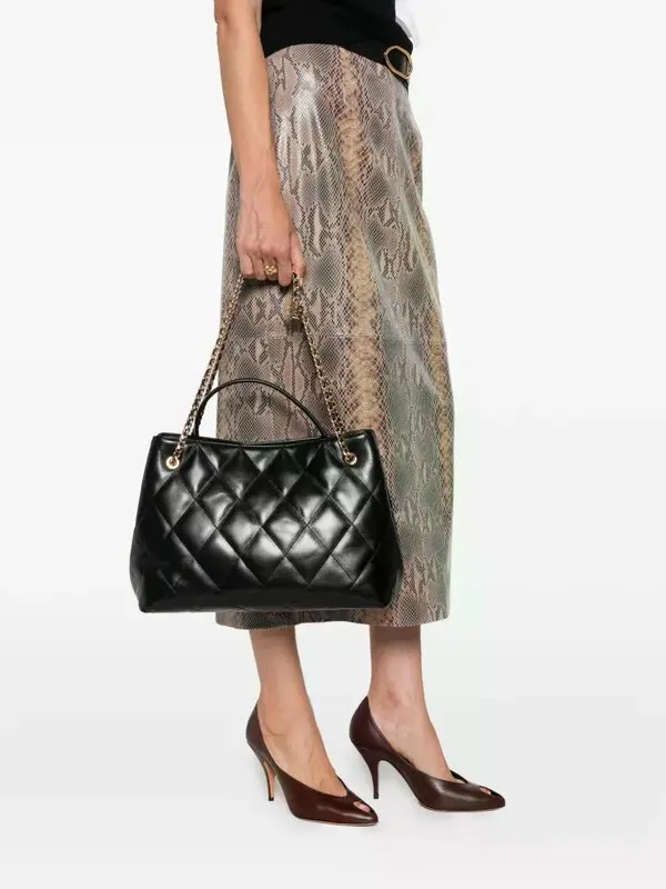 Tory Burch Fleming Carryal Quilted Leather Tote Bag