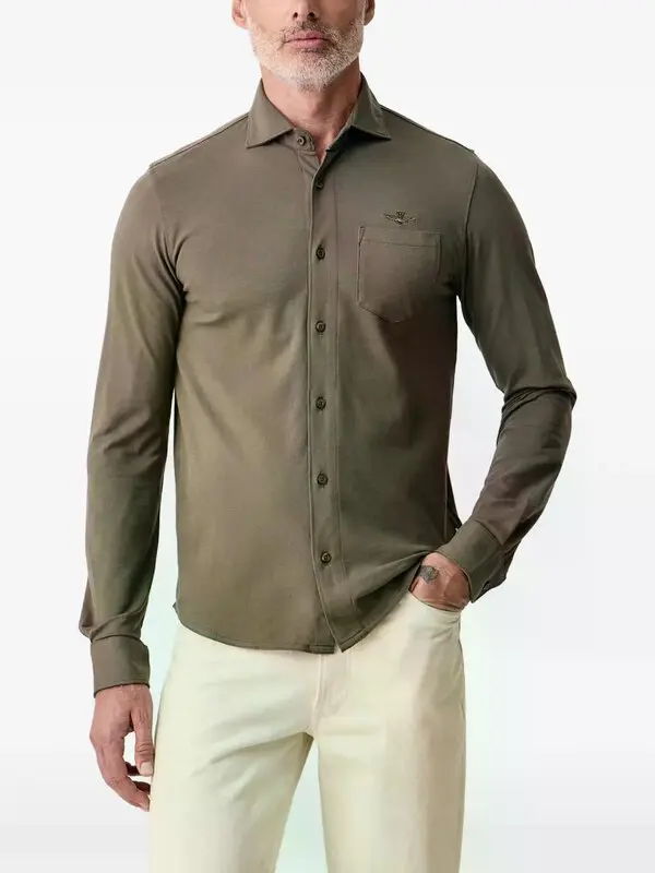 AERONAUTICA MILITARE Logo-embroidered Chest-pocket Shirt - Green