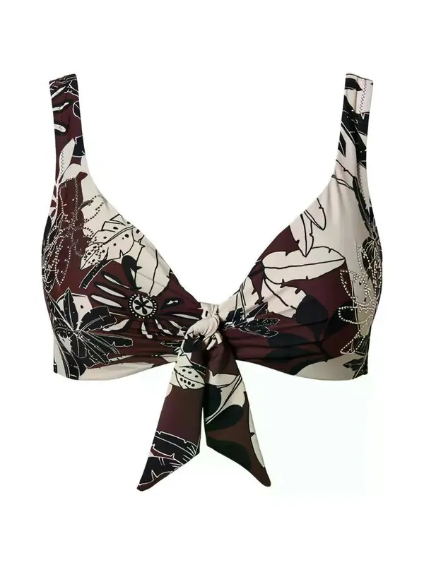 TWINSET Rhinestone-embellished Floral-print Bikini Top - Neutrals