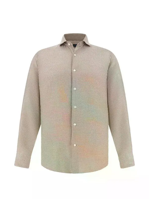 Paul & Shark X-soft Houndstooth-pattern Flannel Shirt - Brown
