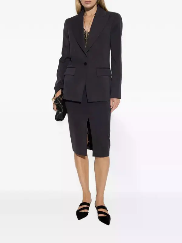 Balmain Cross-over Front-slit Midi Skirt