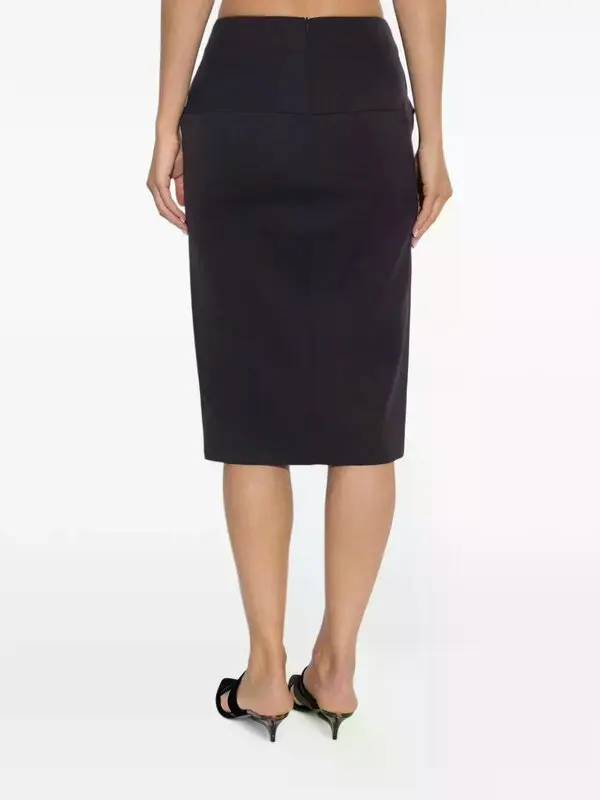 Balmain Cross-over Front-slit Midi Skirt