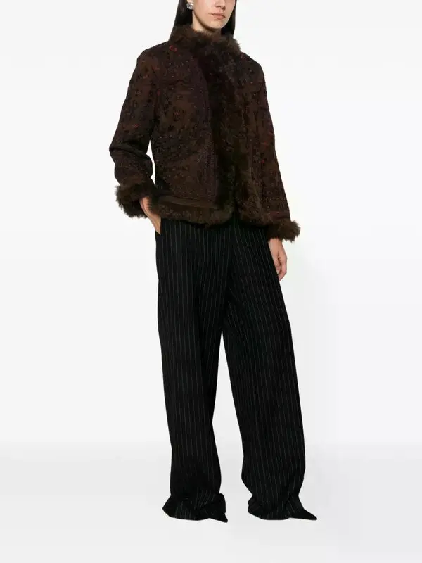Antik Batik Sando Embroidered Faux-fur Trim Jacket - Brown