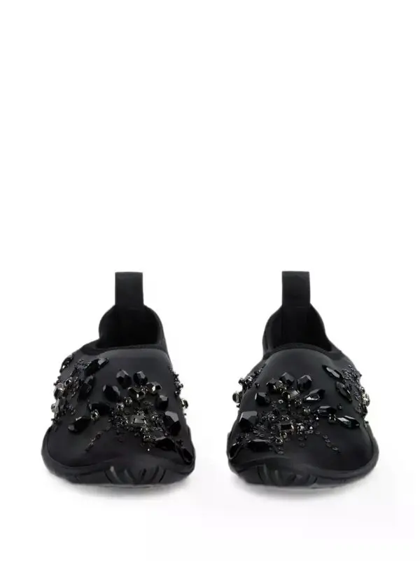 JIL SANDER Crystal-embellished Satin Sneakers - Black