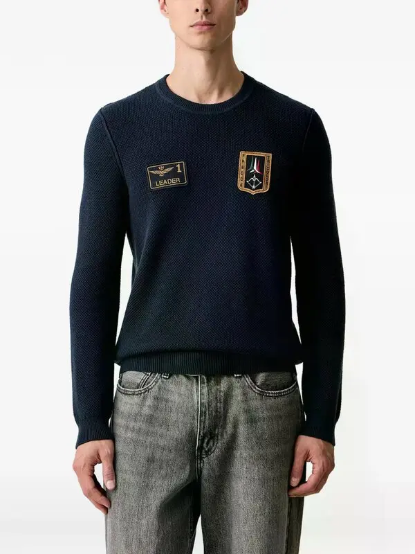AERONAUTICA MILITARE Patch-detail Waffle-knit Sweater