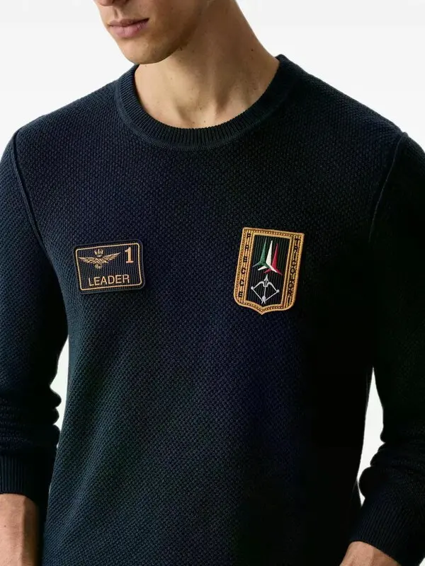 AERONAUTICA MILITARE Patch-detail Waffle-knit Sweater