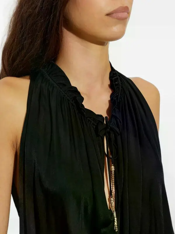 Balmain Ruffled Tassel-detail Blouse
