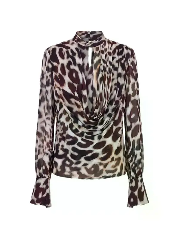 NICHOLAS Leopard-print Draped Blouse
