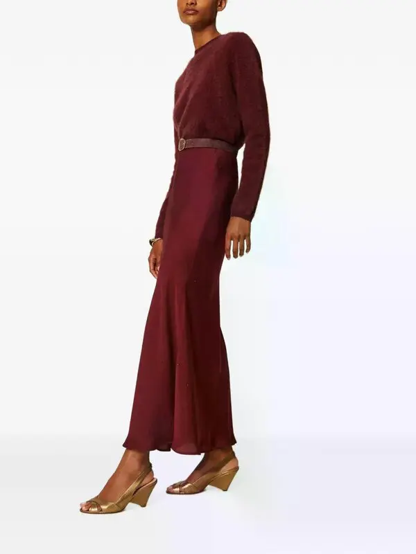 TWINSET Rhinestone-embellished Satin Maxi Skirt