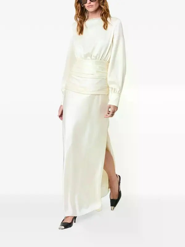 NICHOLAS Ruched-waist Backless Maxi Dress - White