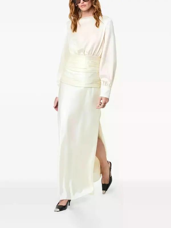 NICHOLAS Ruched-waist Backless Maxi Dress