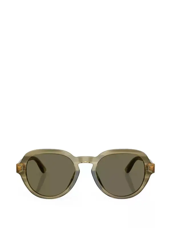 Dolce & Gabbana Striped-pattern Round-frame Sunglasses