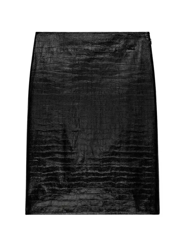 COURREGES Croc-embossed Vinyl Mini Skirt - Black