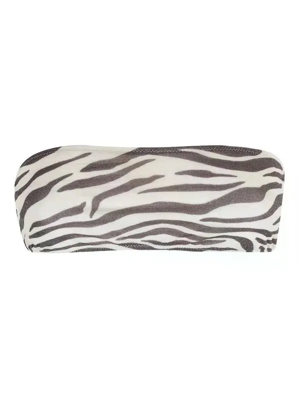 MC2 SAINT BARTH Zebra-print Bandeau Bikini Top - White