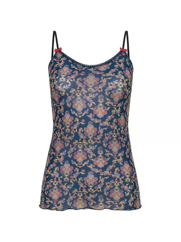 Momoni Airelle Print Scoop-neck Top