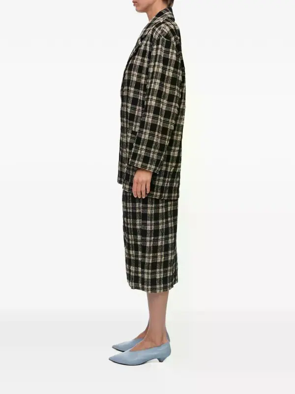 Bimba Y Lola Checked Straight Wool Skirt