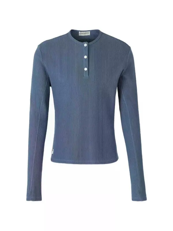 CARRER Lis Henley Waffle-knit T-shirt - Blue