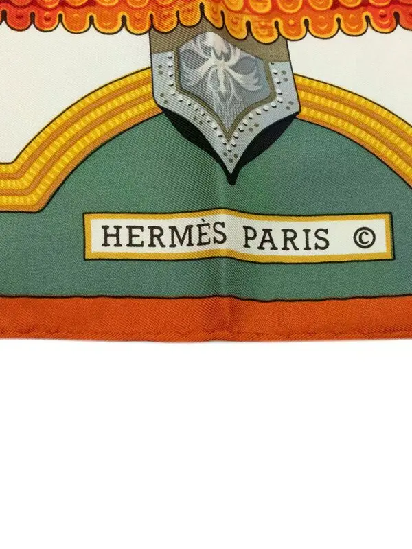 Hermès 1980-2010 Cavaliers Ottomans Silk Scarf 90 Scarves - White