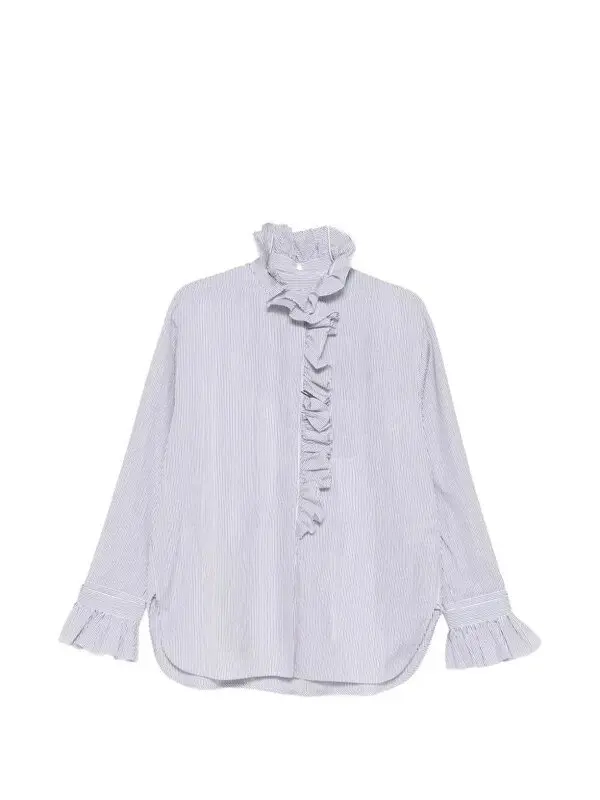 JUUN.J Ruffled Striped Shirt