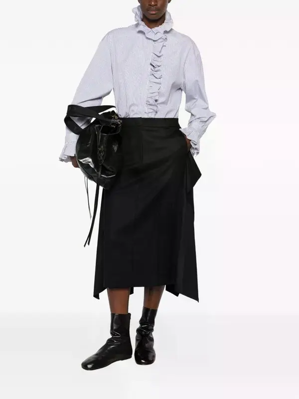 JUUN.J Ruffled Striped Shirt