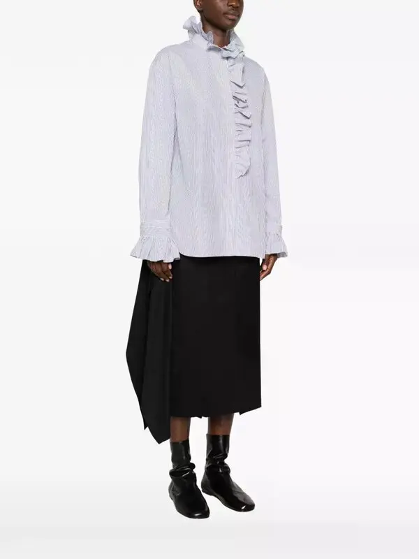 JUUN.J Ruffled Striped Shirt