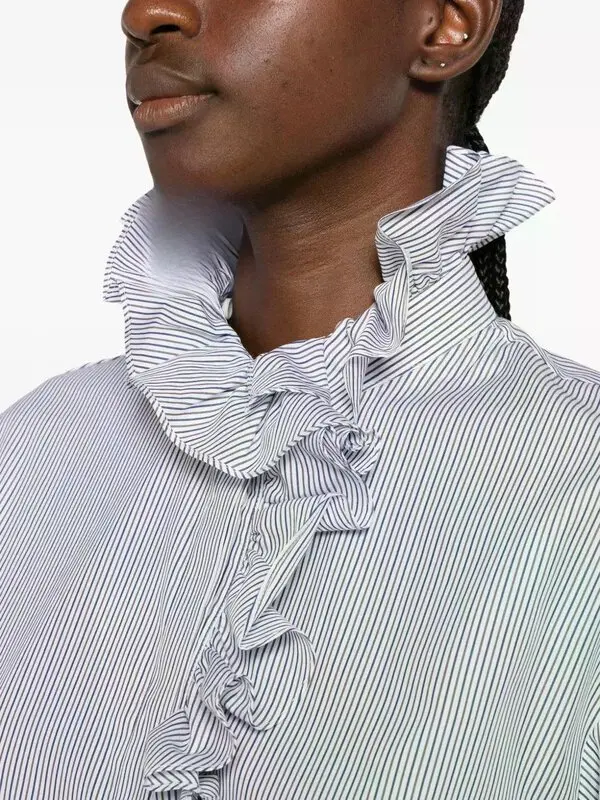 JUUN.J Ruffled Striped Shirt