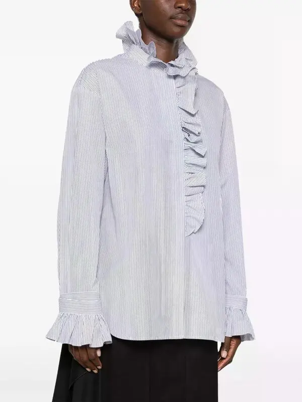 JUUN.J Ruffled Striped Shirt