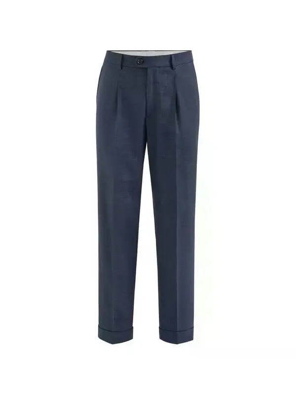 Brunello Cucinelli Virgin Wool Houndstooth Trousers With Pleat