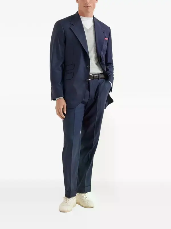 Brunello Cucinelli Virgin Wool Houndstooth Trousers With Pleat