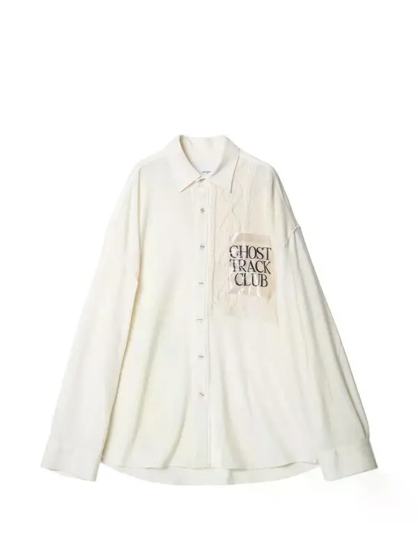YOSHIOKUBO Ghost Track Club Cable-knit Panel Shirt - White
