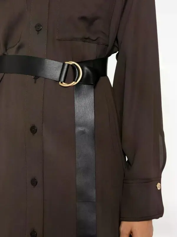 Imperial Belted Button-down Midi Dress - Brown