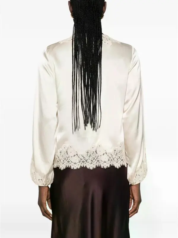 DÔEN Lucine Lace-panel Blouse - Neutrals