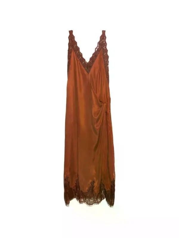 Bimba Y Lola Toffee Camisole Dress With Knot - Brown
