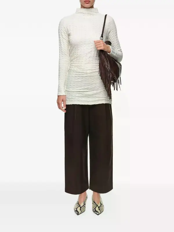 Bimba Y Lola Ivory T-shirt With Ruched Texture