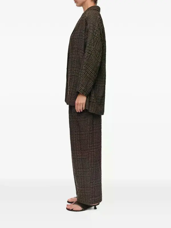 Bimba Y Lola Checked Straight Tailored Wool Blazer